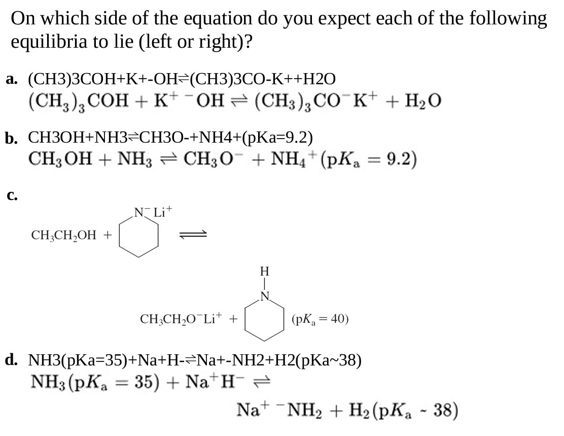 On Which Side The Equation Do You Expect Each The Following Equilibria